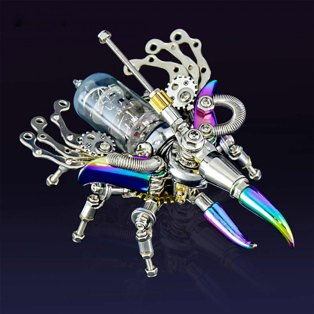 punk rhinoceros beetle 3d metal puzzle insect diy kits with light ...
