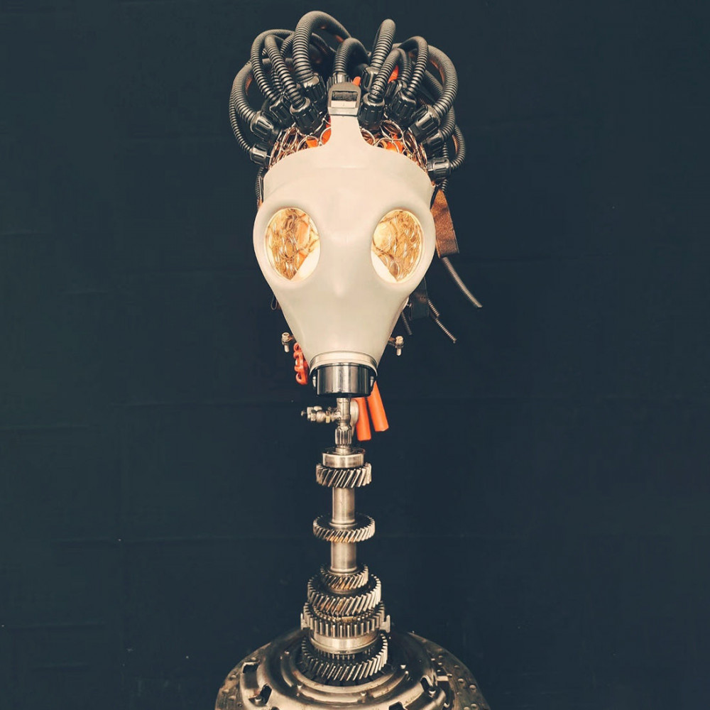 male head model with african hair braiding vintage 3d metal table lamp ...