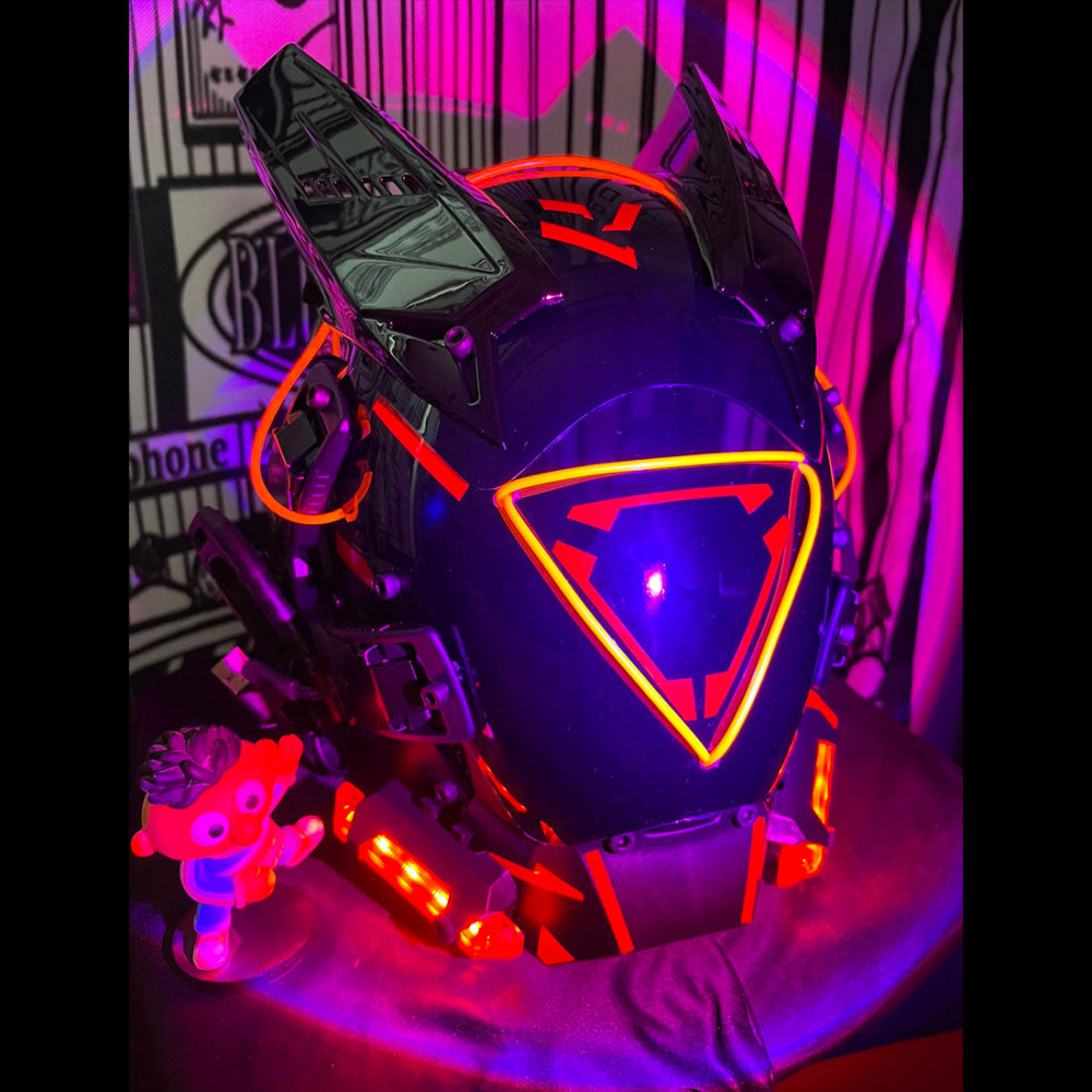 red led punk mask futuristic helmet cosplay costume props for men - red ...