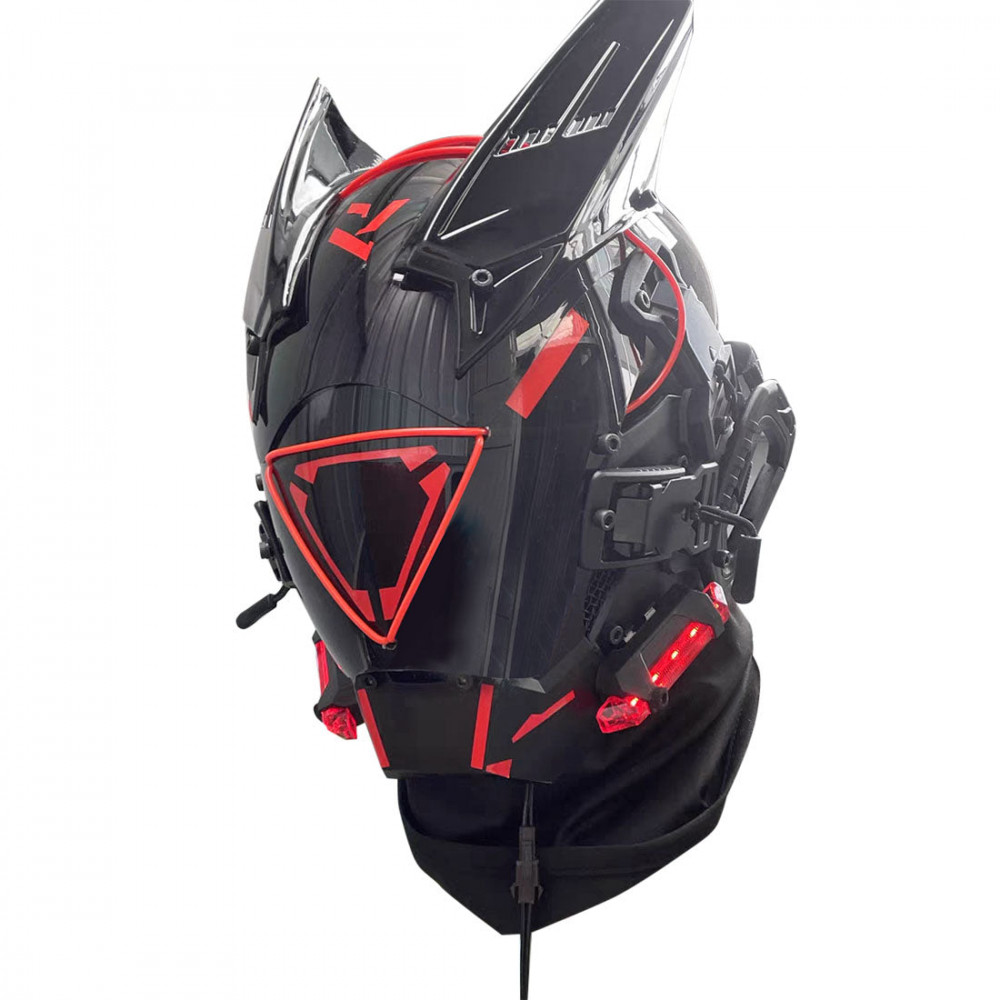 red led punk mask futuristic helmet cosplay costume props for men - red ...