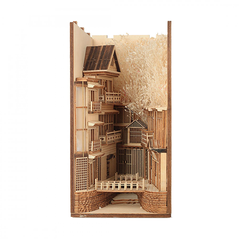 silver mountain hot spring alleyway book nook diorama diy wooden ...