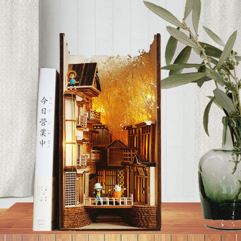 silver mountain hot spring alleyway book nook diorama diy wooden ...