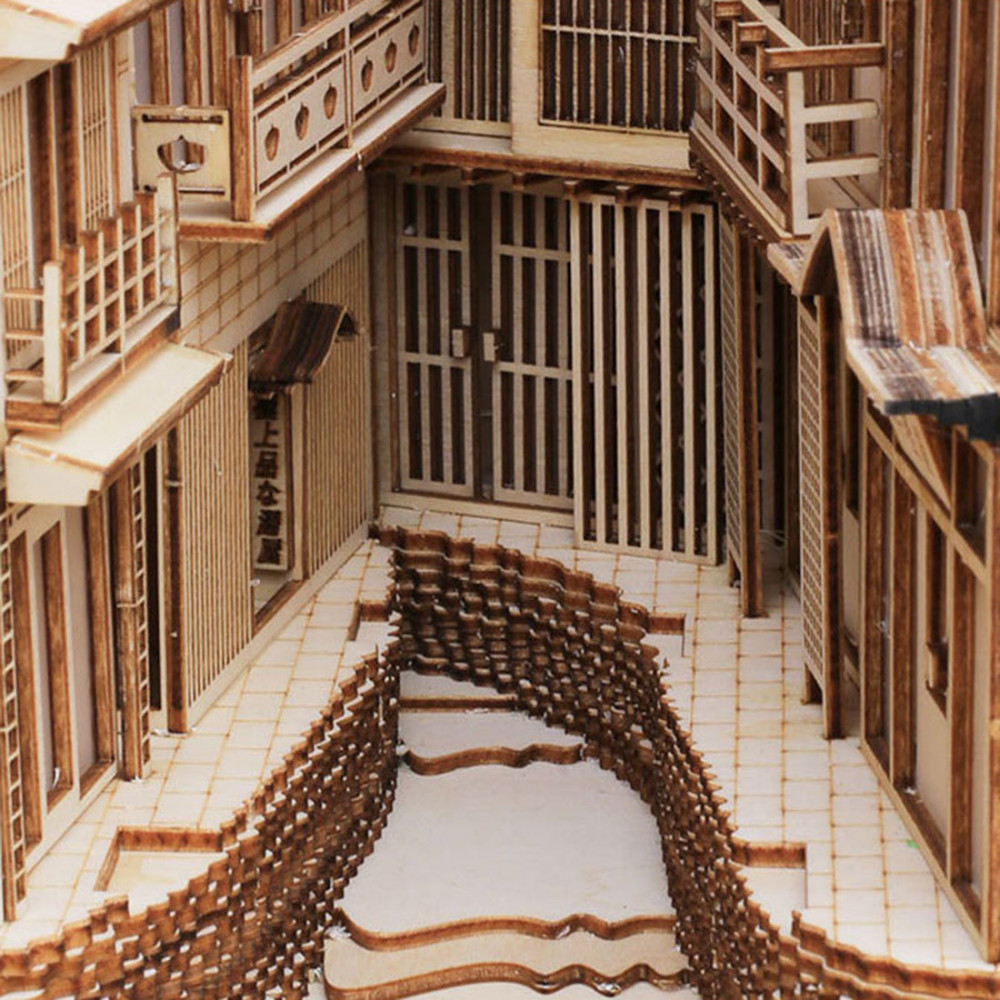 silver mountain hot spring alleyway book nook diorama diy wooden ...