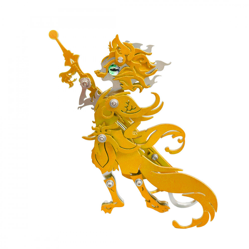 sitting ginger cat with a samurai sword 3d metal model kits - sitting ...