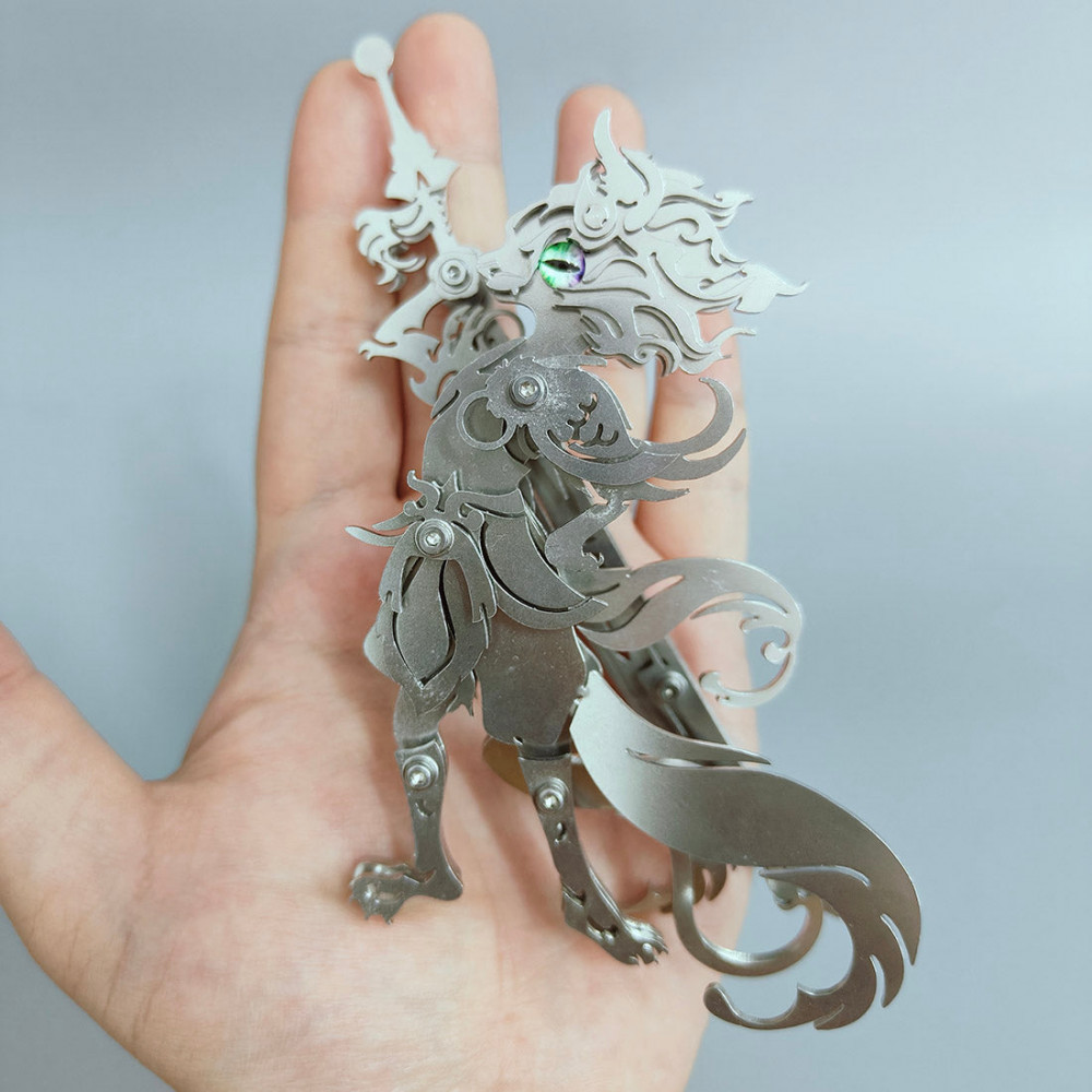 sitting ginger cat with a samurai sword 3d metal model kits - sitting ...