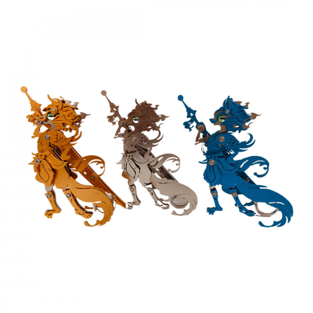 sitting ginger cat with a samurai sword 3d metal model kits - sitting ...