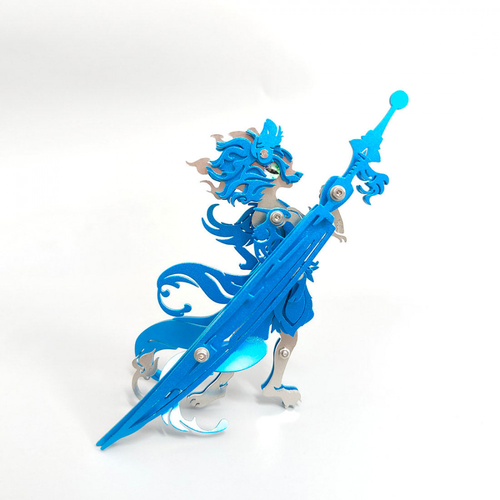 sitting ginger cat with a samurai sword 3d metal model kits - sitting ...