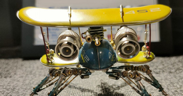 steampunk biplane fighter beetle insect metal bug model - steampunk ...