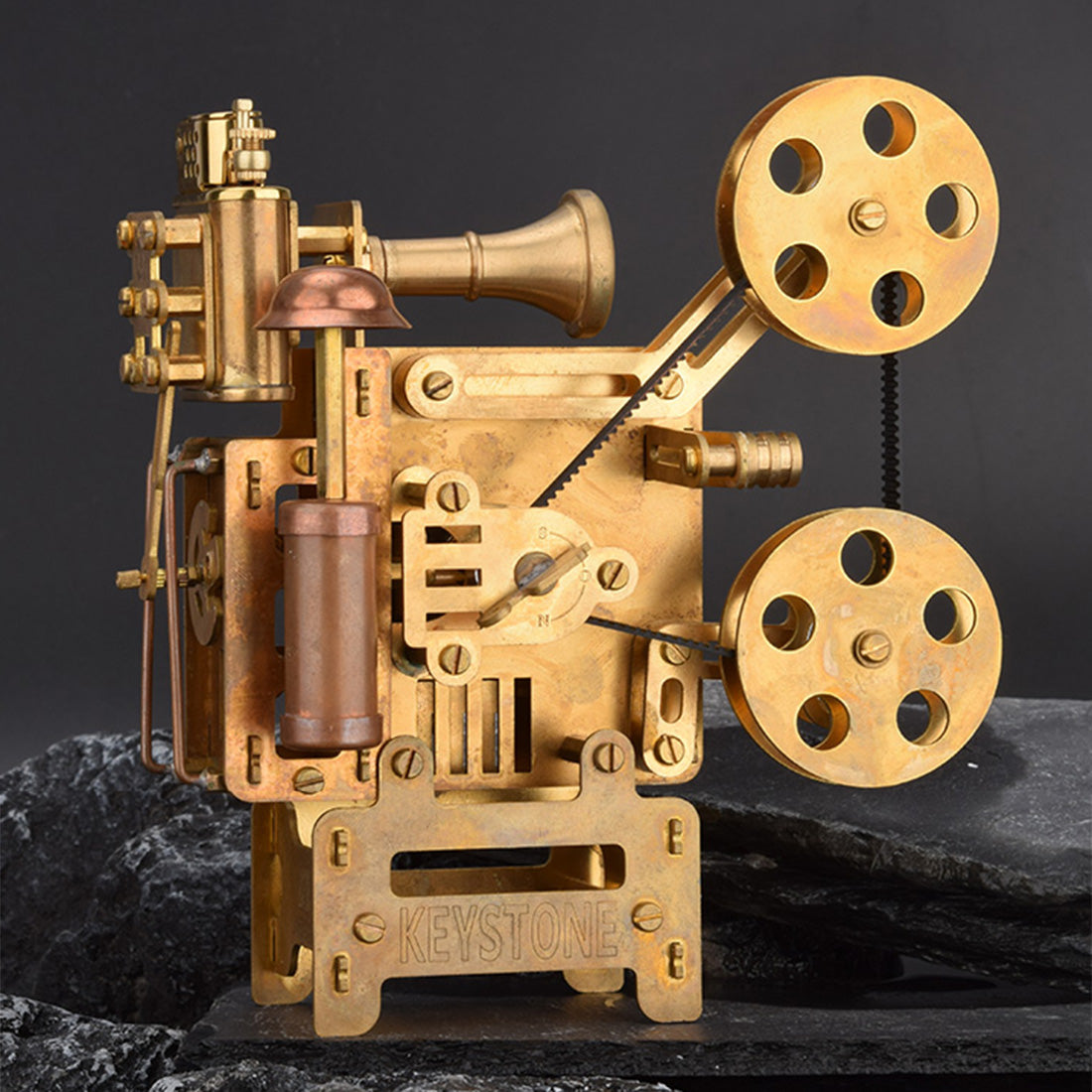 steampunk brass kerosene vintage lighter movie projector style ...