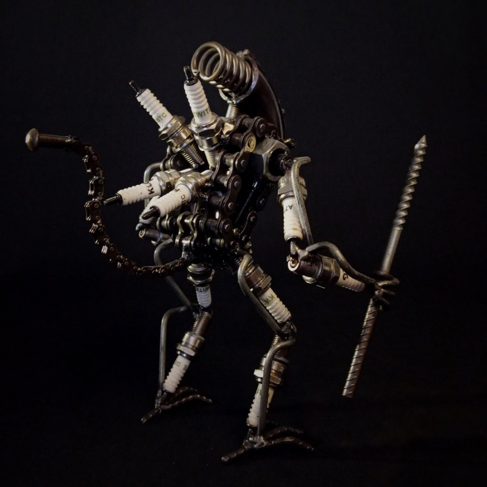 steampunk industrial style 3d metal spark plug monster solider models ...