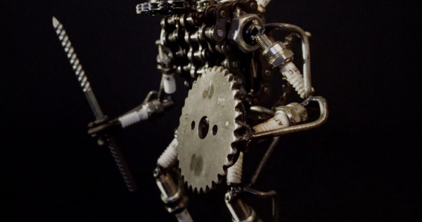 steampunk industrial style 3d metal spark plug monster solider models ...