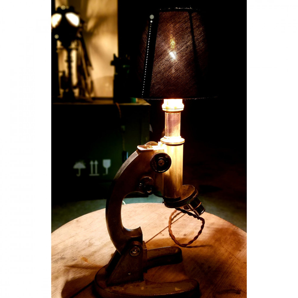 steampunk industrial style metal microscope desk lamp - steampunk ...