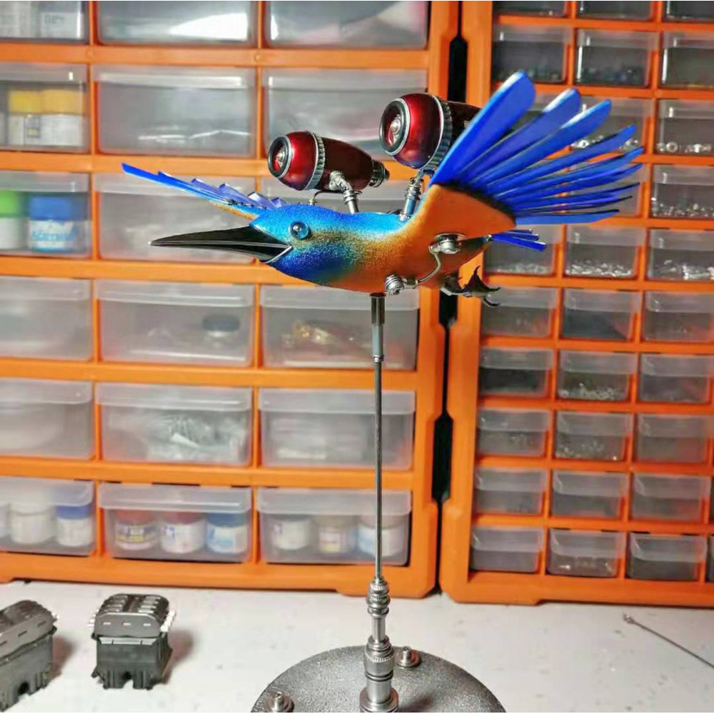 steampunk kingfisher bird animals metal 3d model kits for collection ...