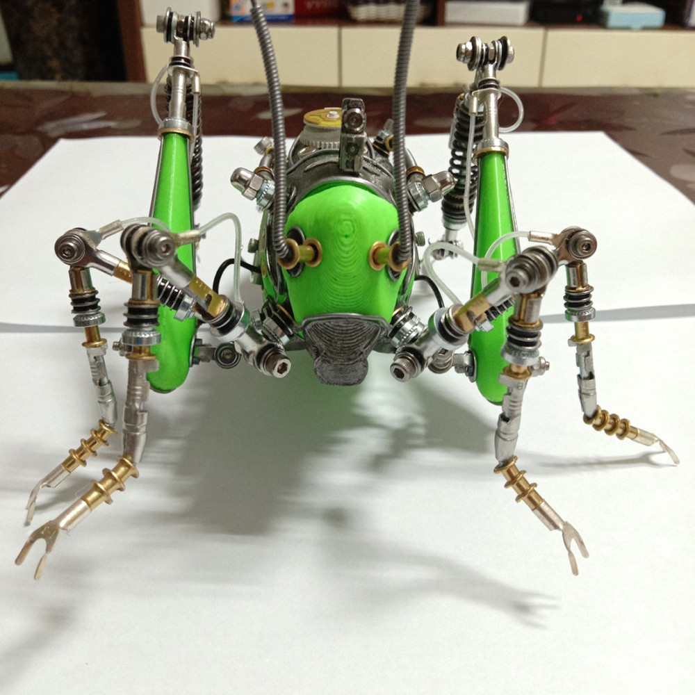 steampunk mechanical metal green locust bug insect sculptures puzzle ...