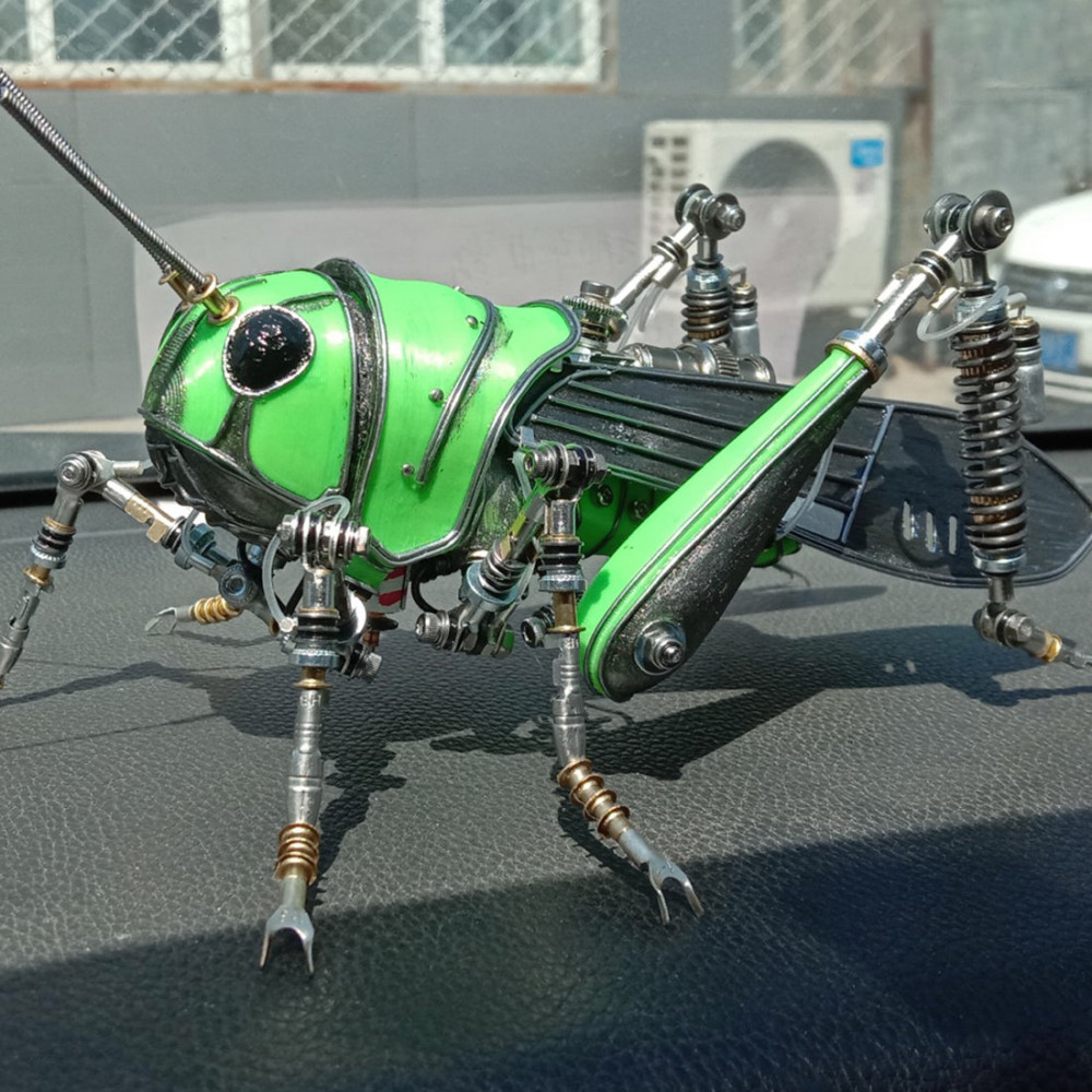 steampunk mechanical metal green locust bug insect sculptures puzzle ...
