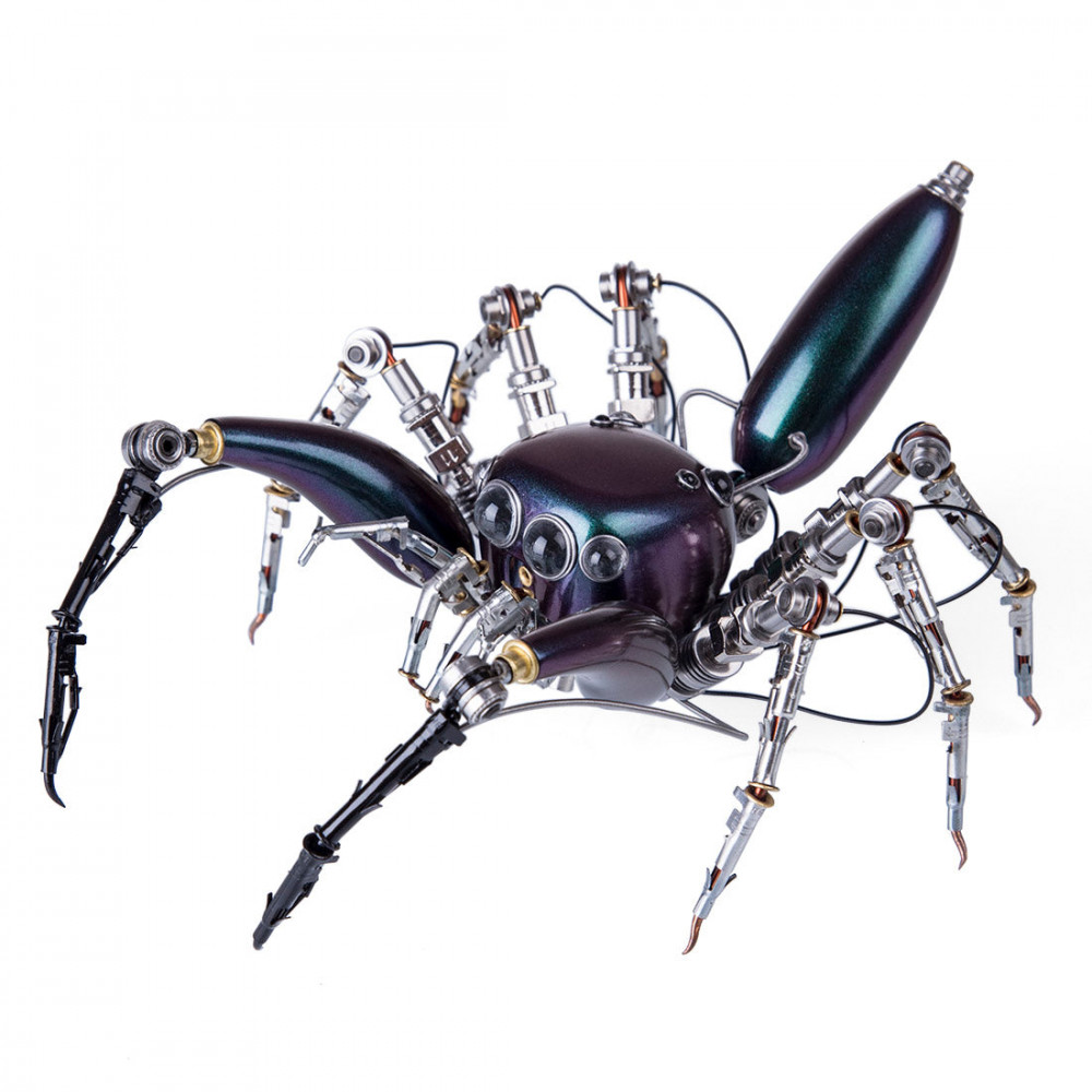 steampunk mechanical metal purple spider 3d sculpture assembled model ...