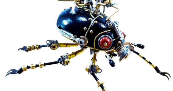 steampunk metal red-eye small scarab bug insect sculptures model kits ...