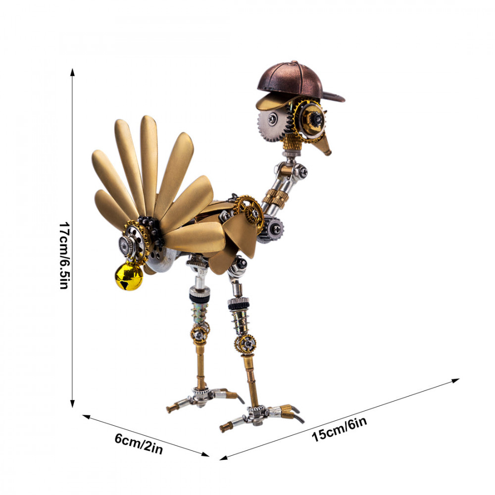 steampunk newspaper boy turkey with newsboy cap 280pcs 3d metal model ...