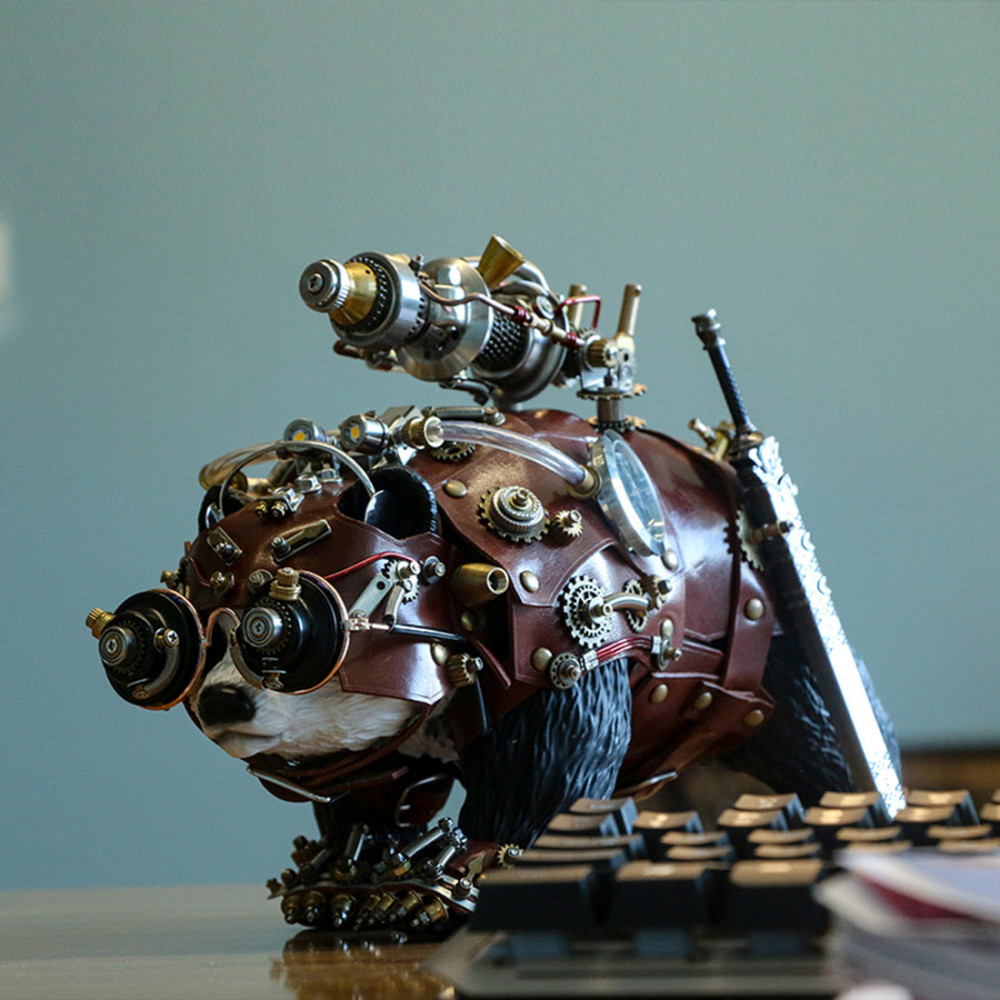 steampunk panda warrior metal model with sword -blade master ...