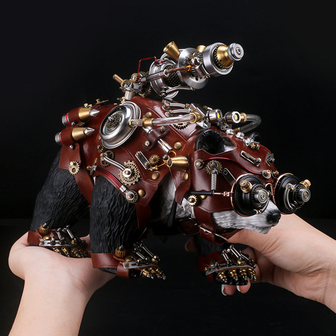 steampunk panda warrior metal model with sword -blade master ...