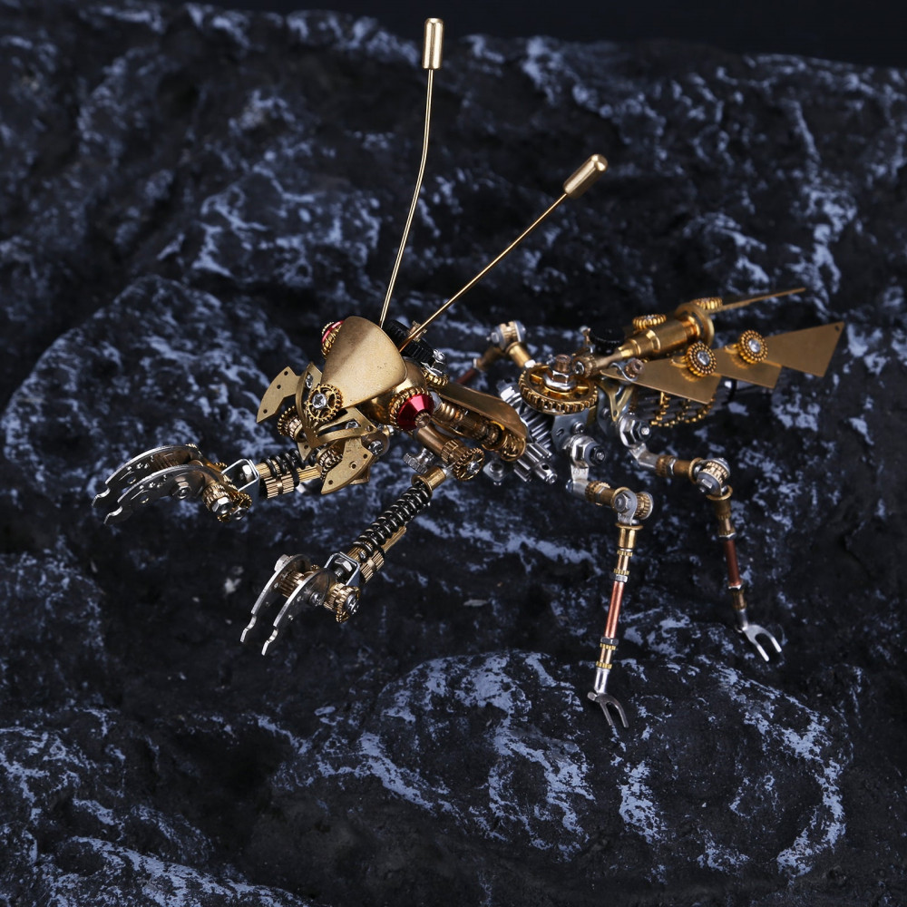 steampunk golden praying mantis bug metal model diy kits for him ...
