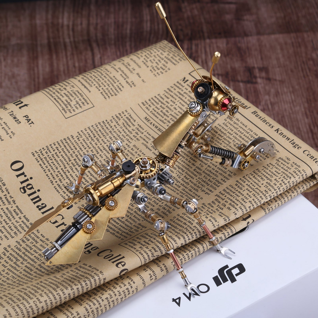 steampunk golden praying mantis bug metal model diy kits for him ...