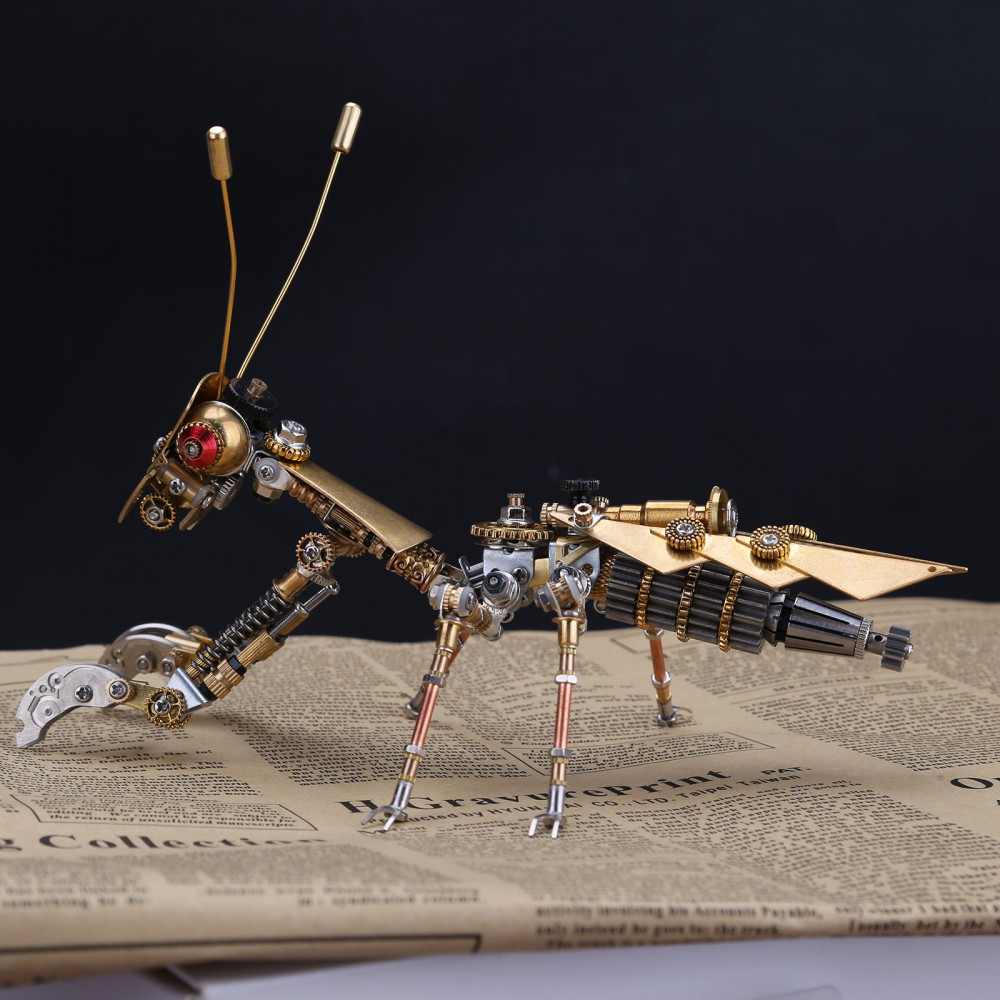 steampunk golden praying mantis bug metal model diy kits for him ...