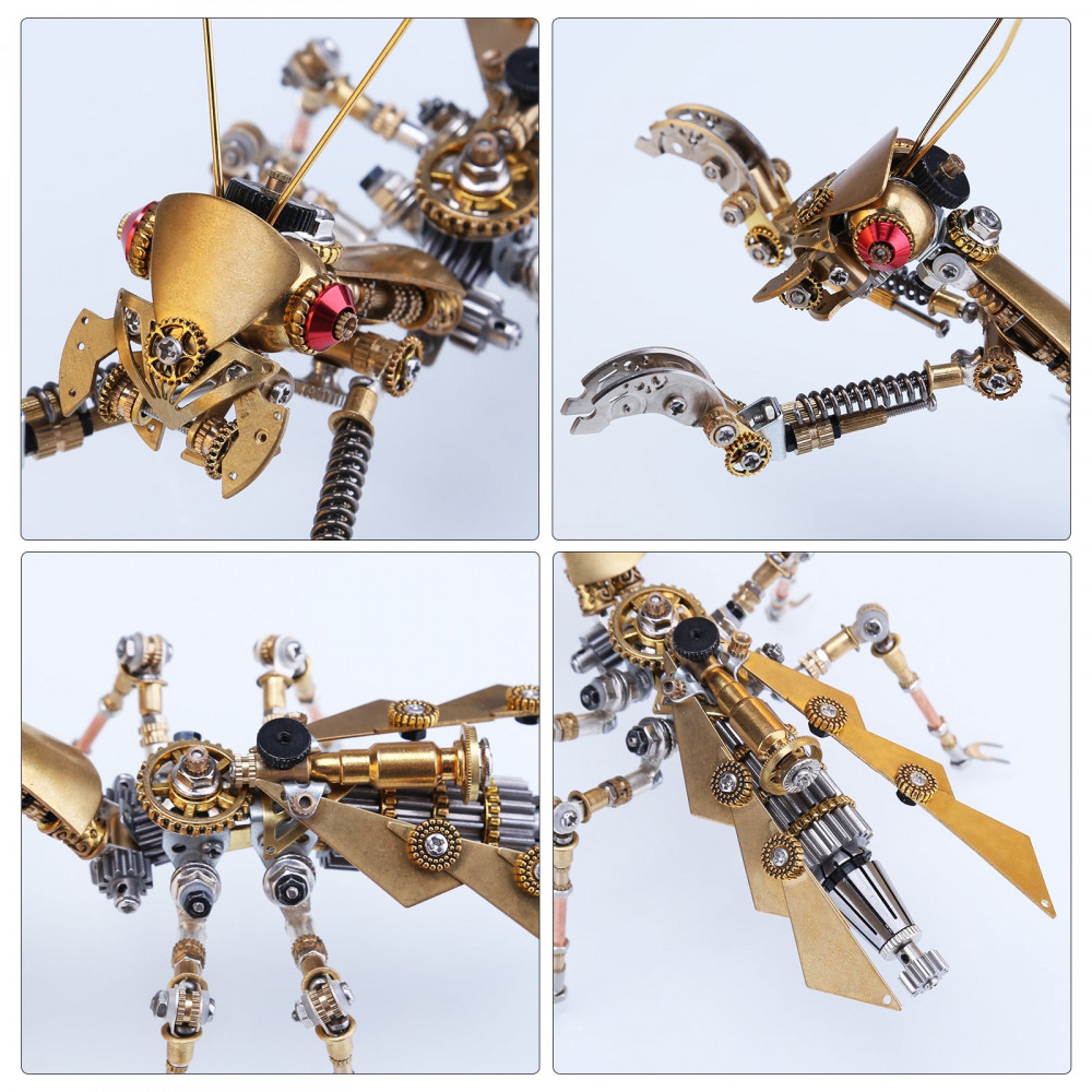 steampunk golden praying mantis bug metal model diy kits for him ...