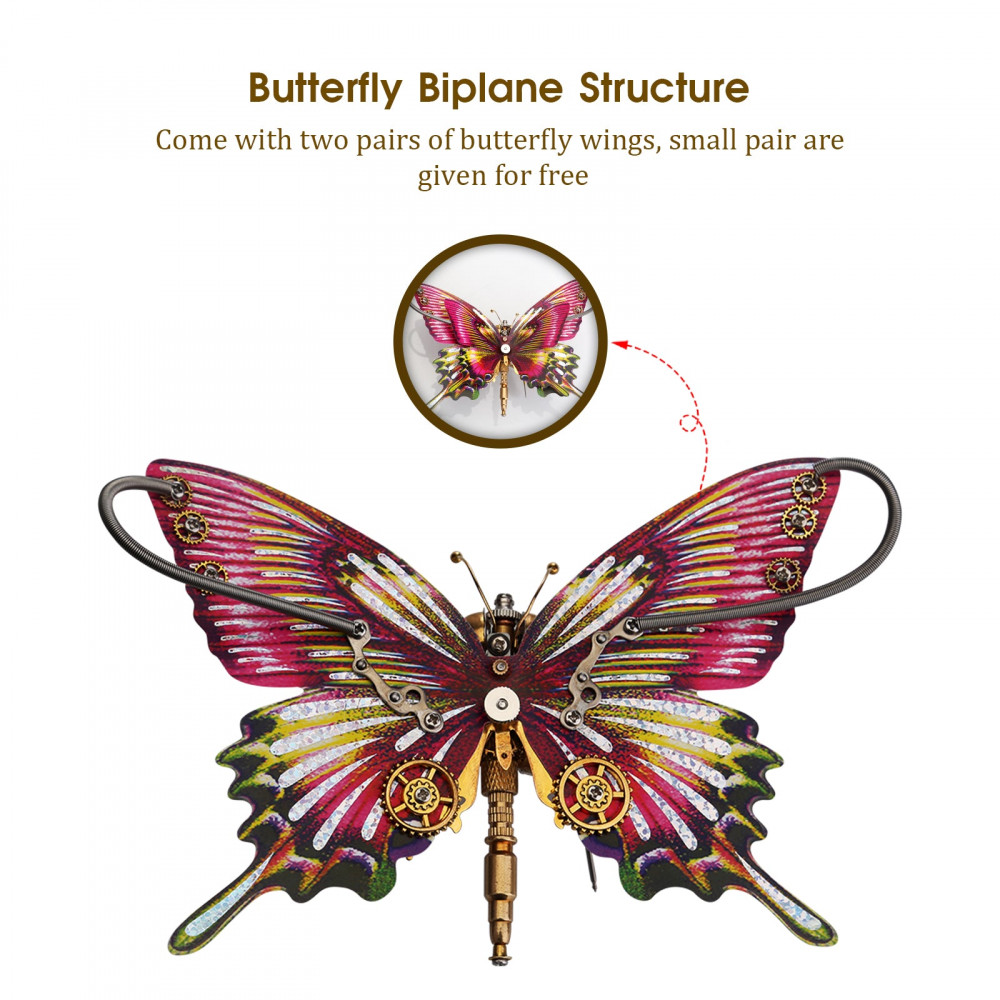 steampunk purple red swallowtail butterfly model kit with flower base ...