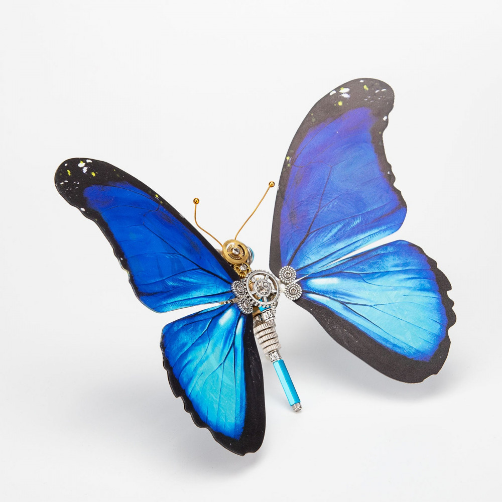 steampunk starry night blue morpho butterfly metal model diy kits ...