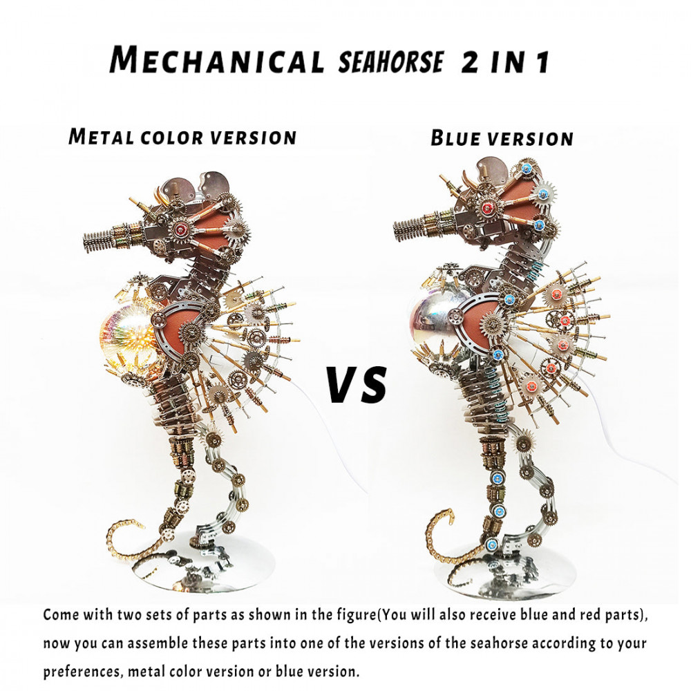 steampunk style pregnant seahorse holding planet metal model kits -keep ...