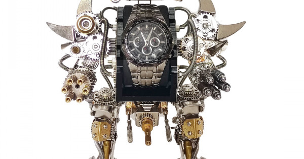 taurus robot watch stand holder 3d assembly metal fighting mecha action ...
